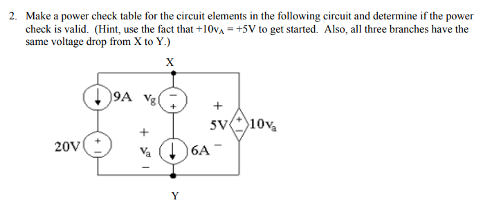 Solved 2. Make a power check table for the circuit elements | Chegg.com