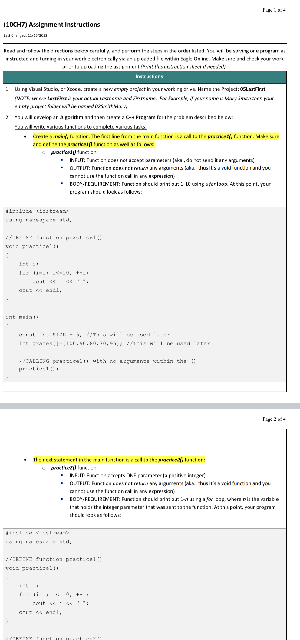 Solved (10CH7) Assignment Instructions Last Changed: | Chegg.com