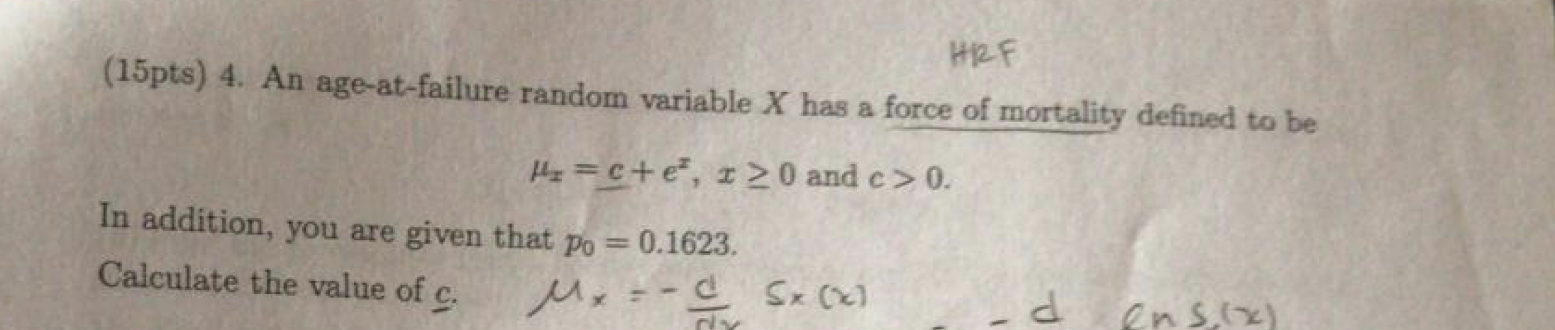 Solved HRF (15pts) 4. An age-at-failure random variable X | Chegg.com