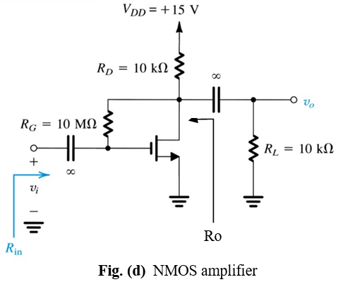 Solved Fig. (d) NMOS amplifierEor figure (d) redesign the | Chegg.com