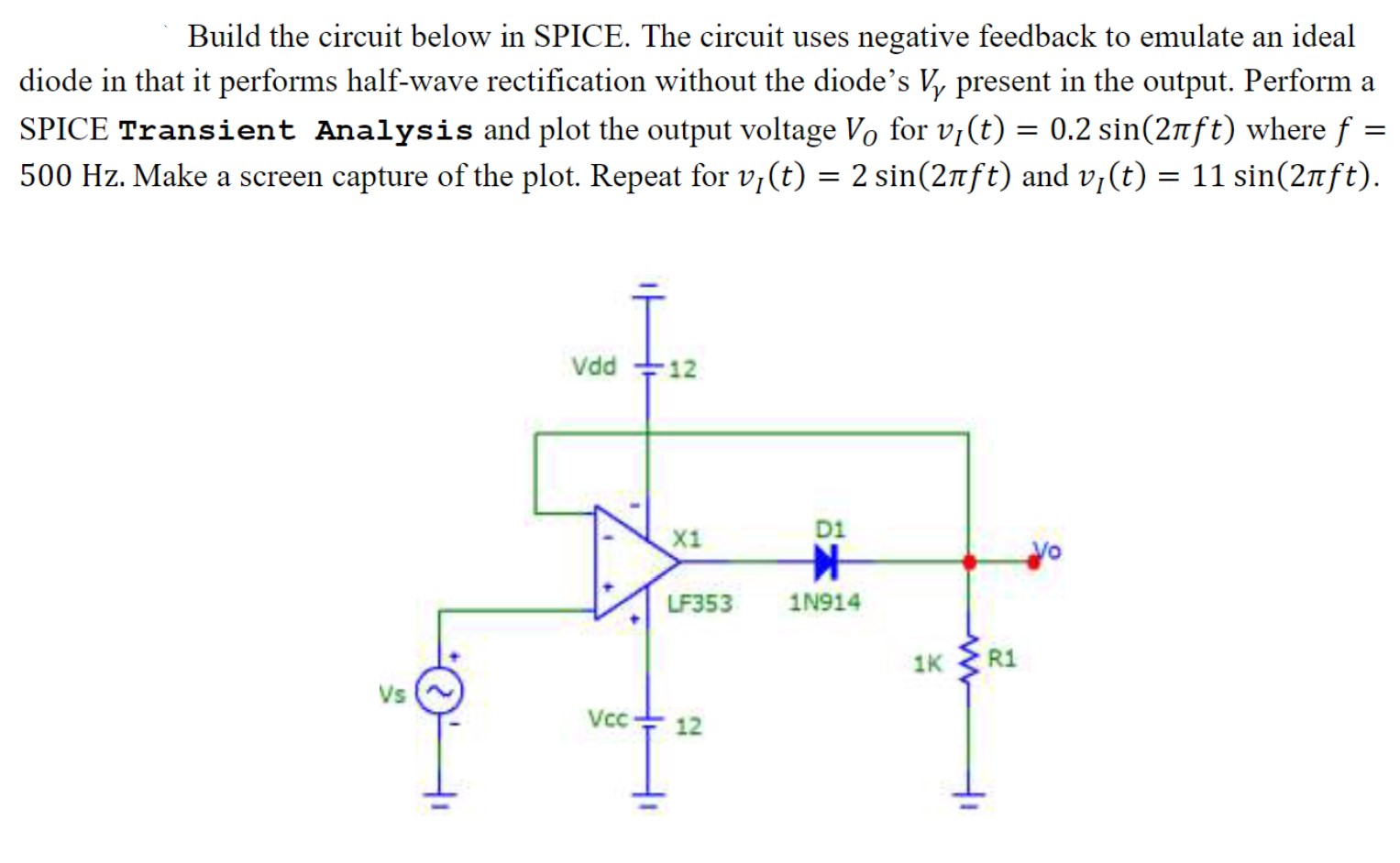 Solved Build the circuit below in SPICE. The circuit uses | Chegg.com