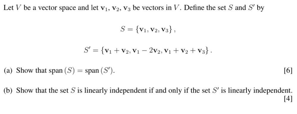 Solved Let V be a vector space and let V1, V2, V3 be vectors | Chegg.com