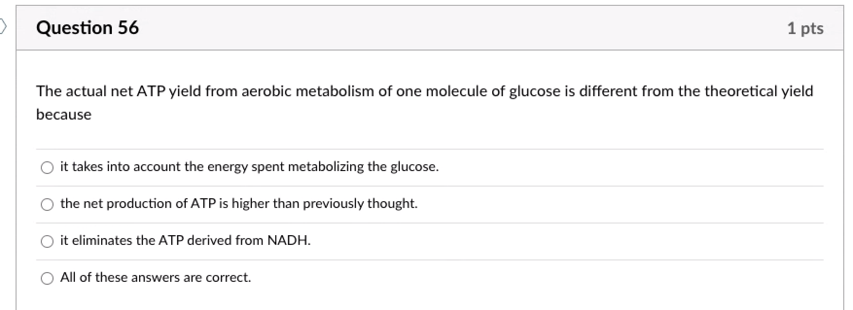 The actual net ATP yield from aerobic metabolism of | Chegg.com
