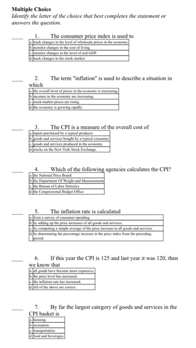 Solved Multiple Choice Identify the letter of the choice | Chegg.com Solved Multiple Choice Identify the letter of the choice | Chegg.com