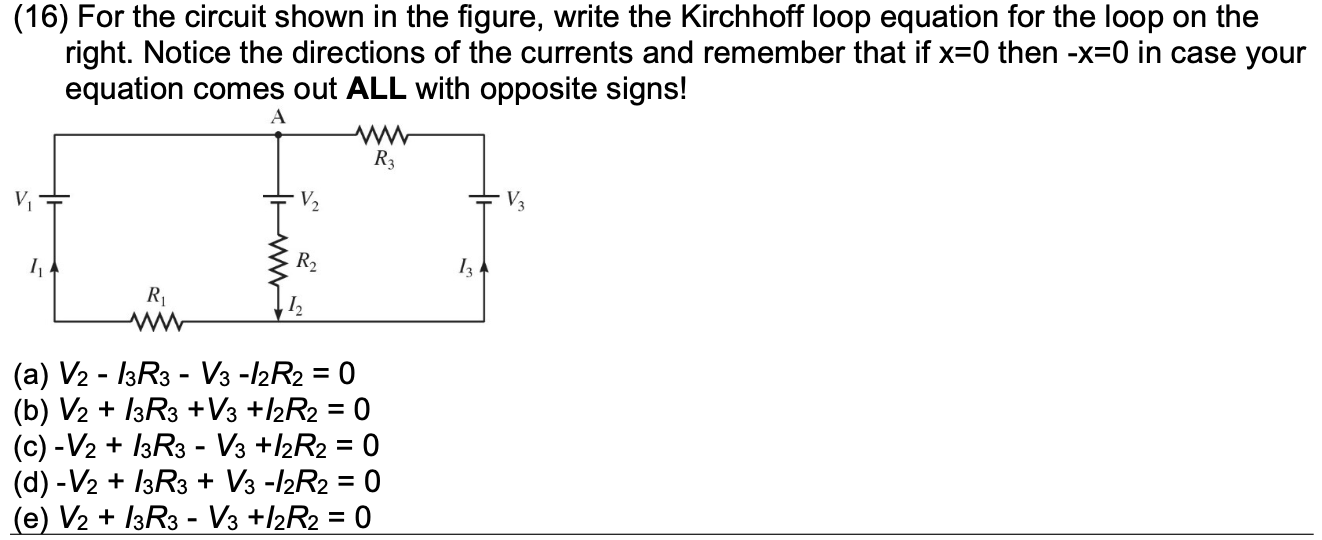 Solved (16) For the circuit shown in the figure, write the | Chegg.com
