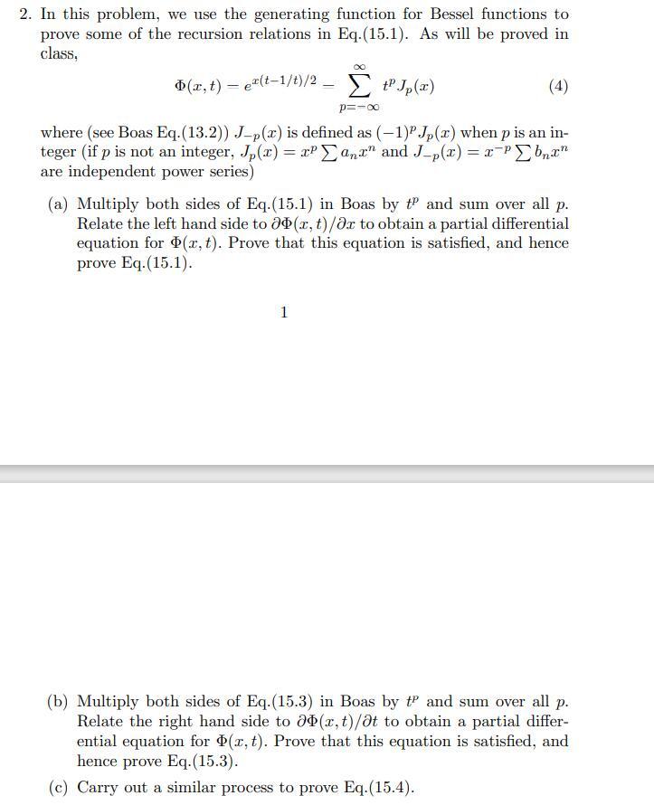 Solved 2. In this problem, we use the generating function | Chegg.com