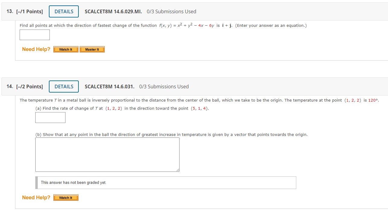 Solved 1. [-/1 Points] DETAILS SCALCET8M 14.6.004. 0/3 | Chegg.com