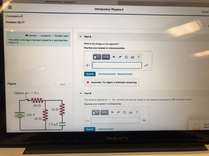 Solved Introductory Physics Rachel Homework #7 Problem 23.77 | Chegg.com