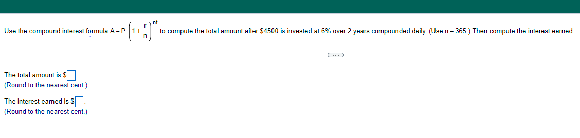 Solved Use the compound interest formula A=P to compute the | Chegg.com