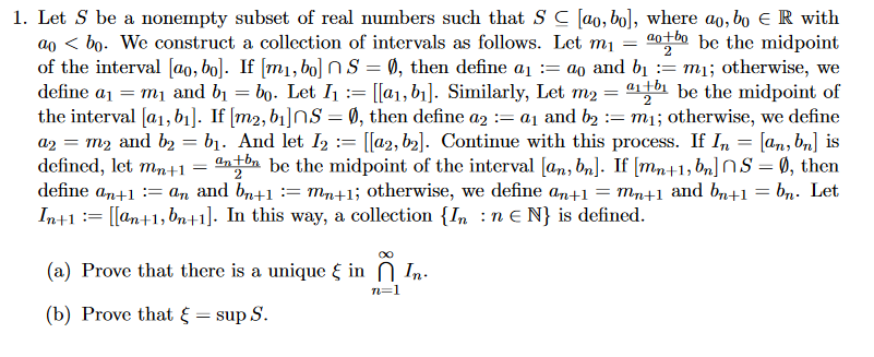 Solved 2 1. Let S be a nonempty subset of real numbers such | Chegg.com