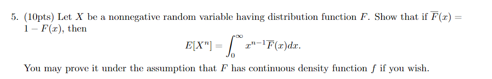 5. (10pts) Let X be a nonnegative random variable | Chegg.com