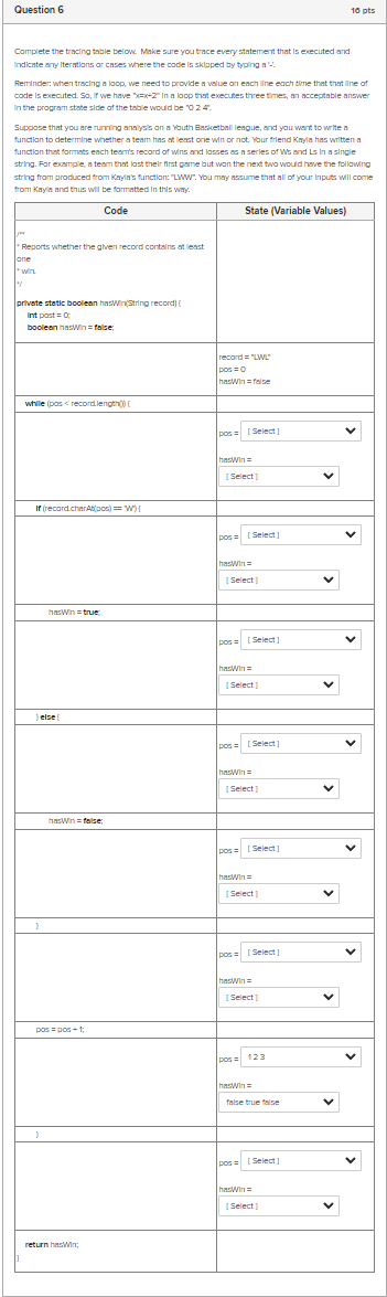Solved Complete the tracing table beion. Make sure you trace | Chegg.com