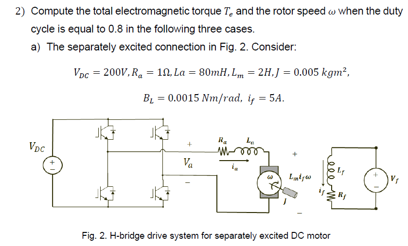 Solved 2) Compute the total electromagnetic torque Te and | Chegg.com