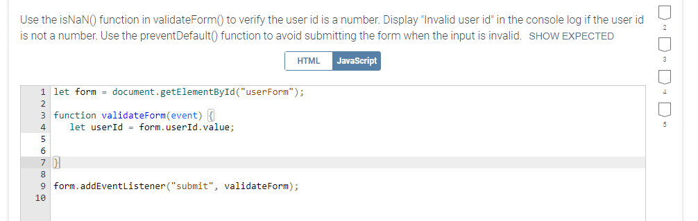 Solved Use the isNaN0 function in validateForm() to verify | Chegg.com