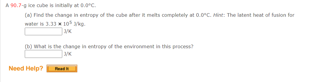 Solved A 90.7-g ice cube is initially at 0.0°C. (a) Find the | Chegg.com