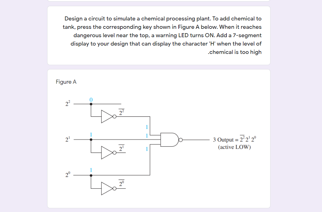 Solved Design a circuit to simulate a chemical processing | Chegg.com