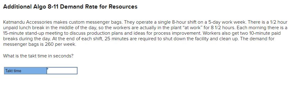 Solved Additional Algo 8-11 Demand Rate for Resources | Chegg.com