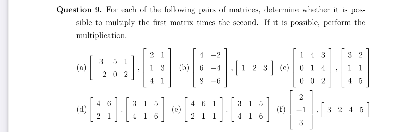 Solved Question 9. ﻿For each of the following pairs of | Chegg.com