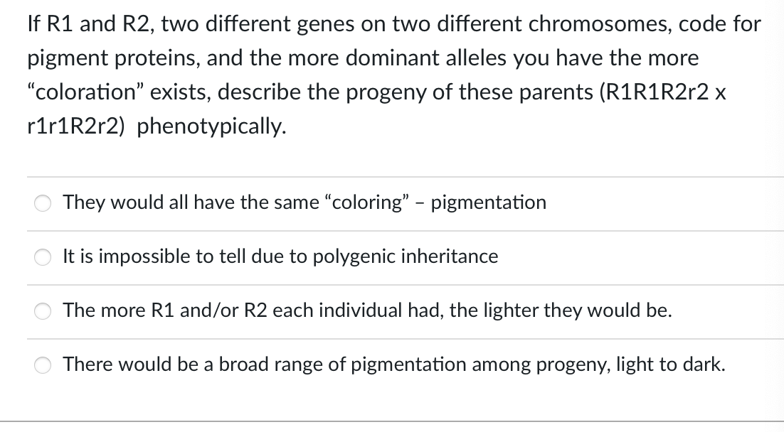 Solved If R1 and R2, two different genes on two different | Chegg.com