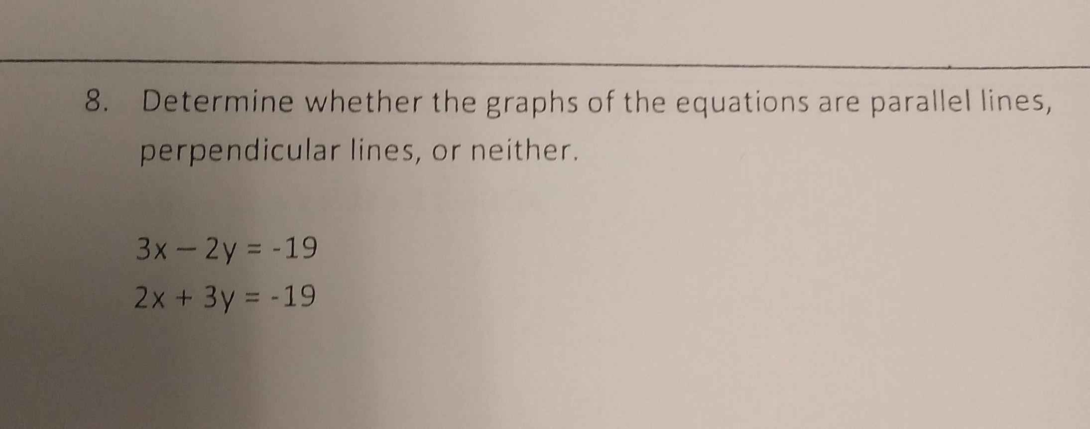Solved Determine whether the graphs of the equations are | Chegg.com