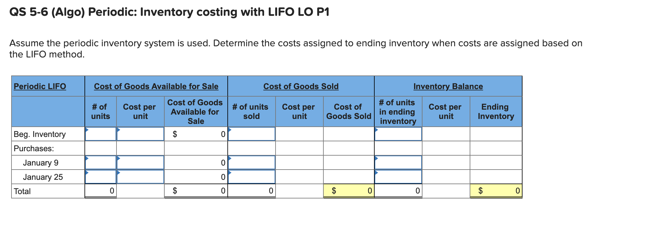 Solved QS 5-6 (Algo) Periodic: Inventory costing with LIFO | Chegg.com