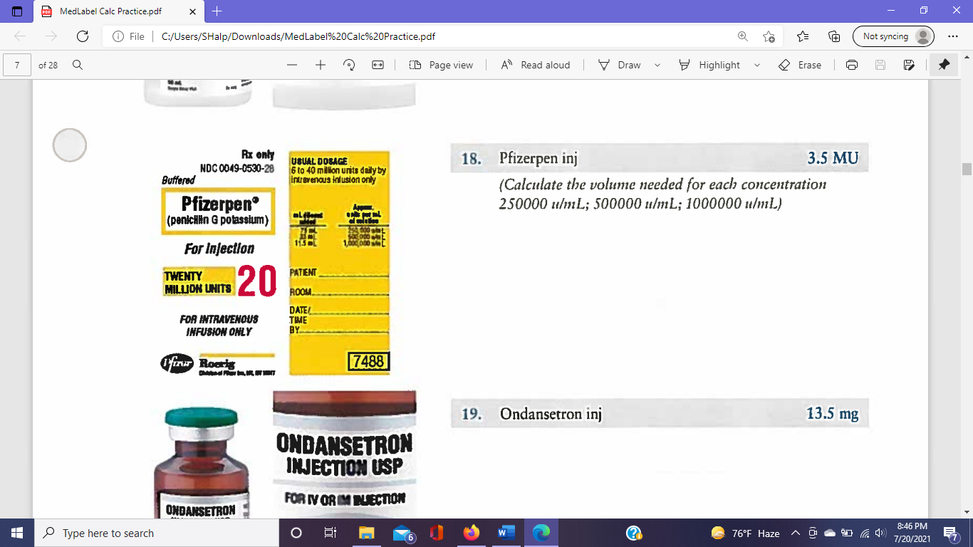 Solved From the provided label, calculate the number of | Chegg.com