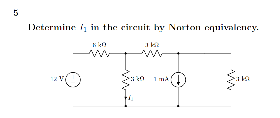 Solved Determine I1 in the circuit by Norton equivalency. | Chegg.com