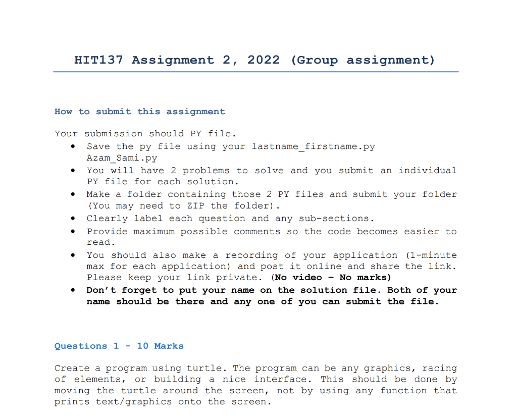 Solved HIT137 Assignment 2, 2022 (Group assignment) How to | Chegg.com
