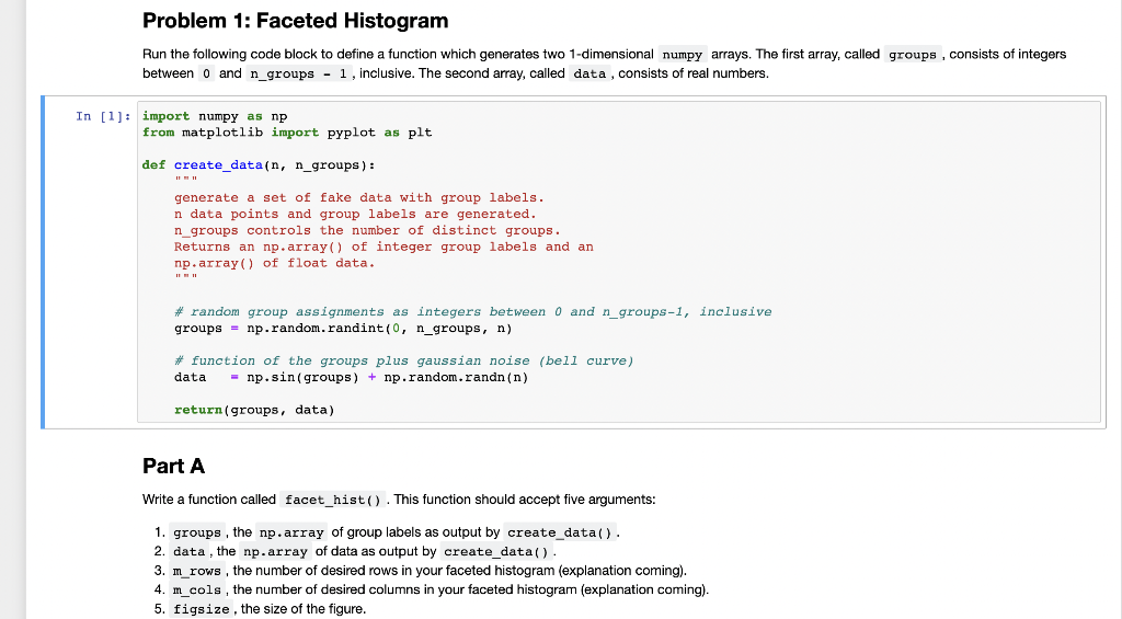 Solved Problem 1: Faceted Histogram Run the following code | Chegg.com