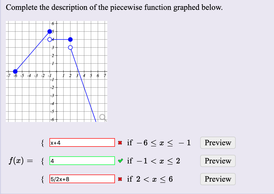 Solved Complete The Description Of The Piecewise Function Chegg