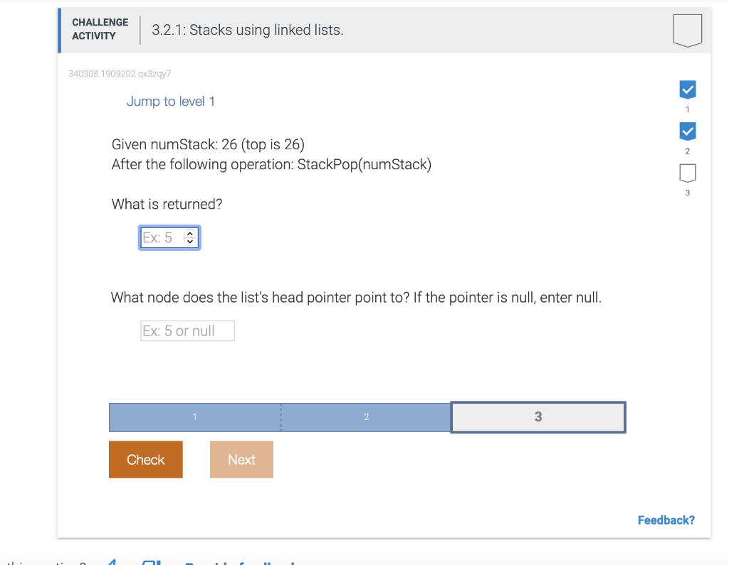 Solved CHALLENGE ACTIVITY 3.2.1: Stacks using linked lists. | Chegg.com