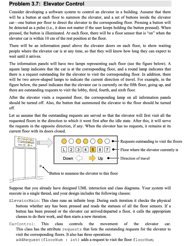 Solved Problem 3.7: Elevator Control Consider developing a | Chegg.com