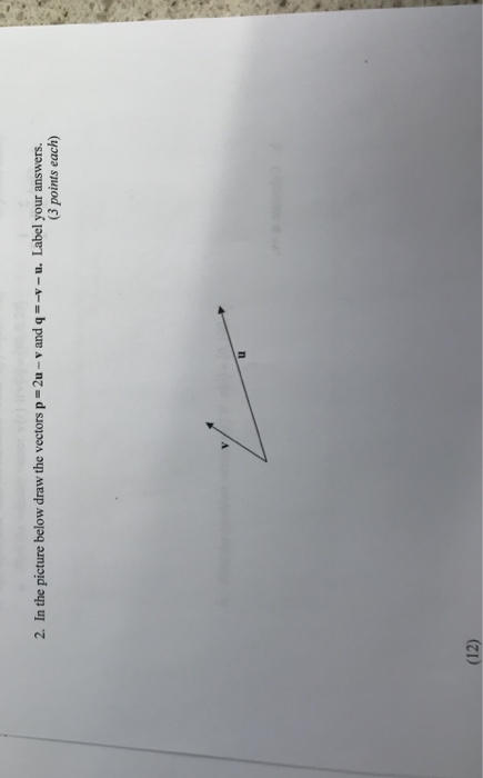 Solved 2. In the picture below draw the vectors p-2u-v and q | Chegg.com Solved 2. In the picture below draw the vectors p-2u-v and q | Chegg.com