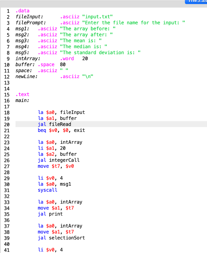 10 1 .data 2 fileInput: .asciiz "input.txt" 3 | Chegg.com