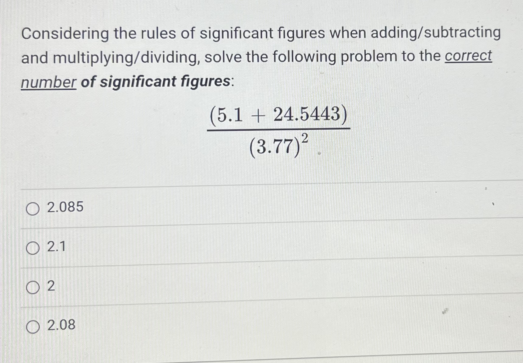 Solved Considering the rules of significant figures when | Chegg.com