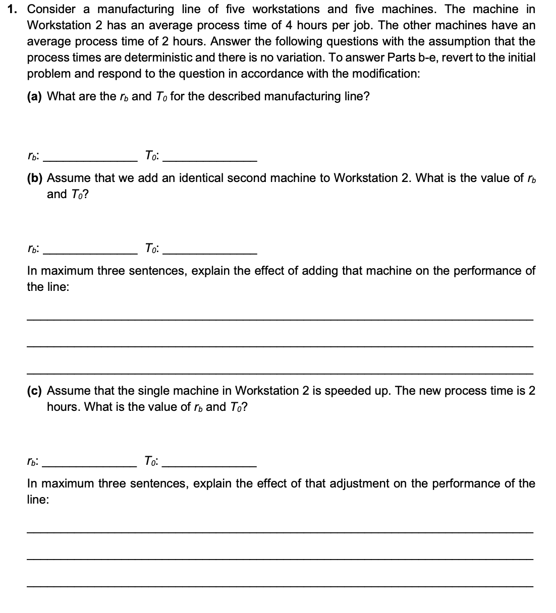 Solved Consider a manufacturing line of five workstations | Chegg.com