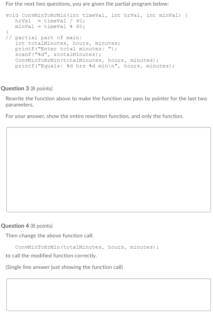 Solved For the next two questions, you are given the partial | Chegg.com