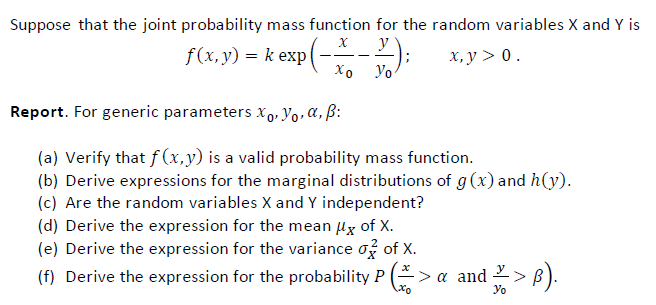 Solved Suppose that the joint probability mass function for | Chegg.com