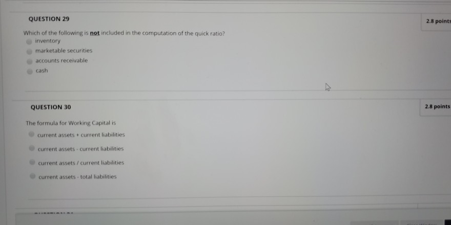 Solved QUESTION 29 2.8 points Which of the following is not | Chegg.com