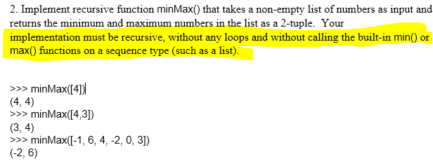 Solved Solve in Python 3, not using array's, loops, or the | Chegg.com