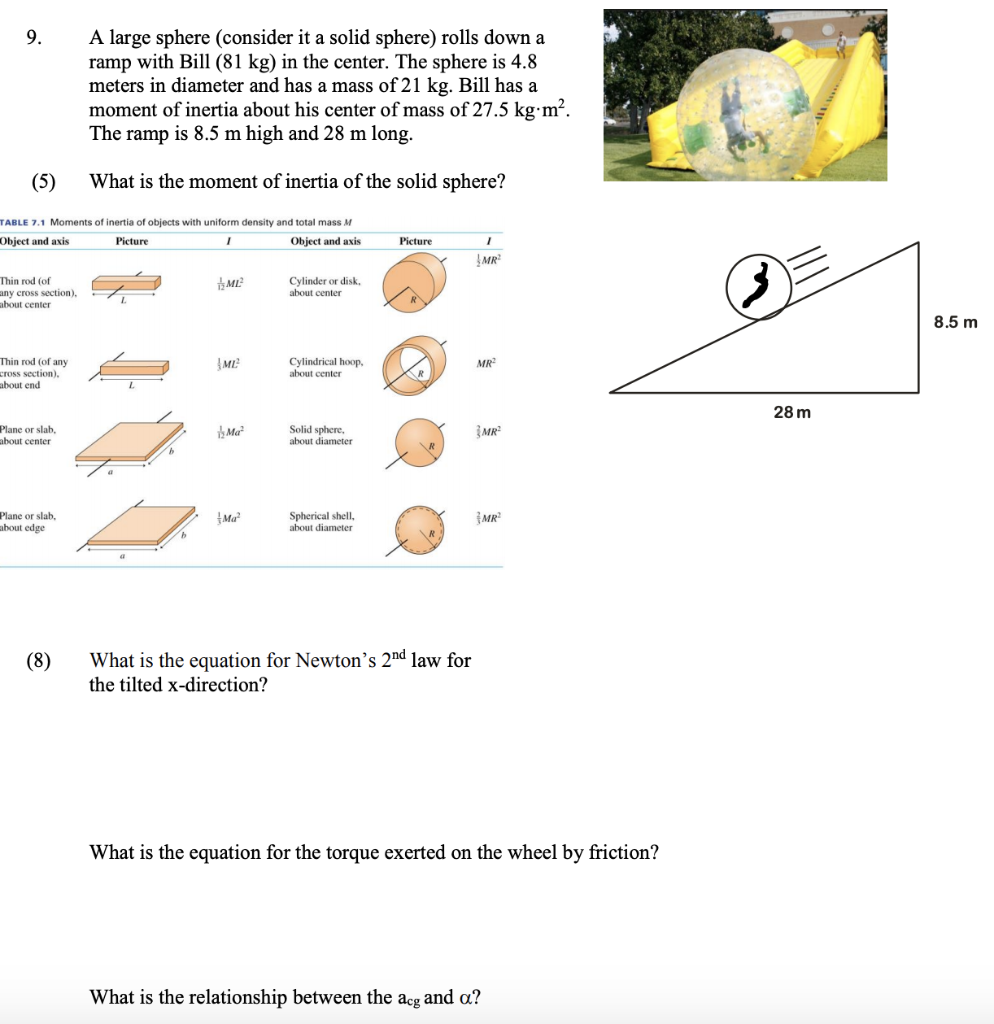 Solved A large sphere (consider it a solid sphere) rolls | Chegg.com