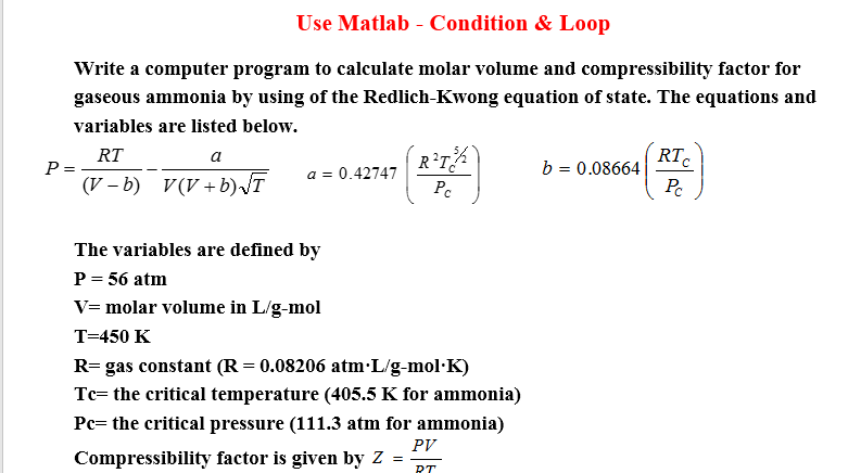 Solved Use Matlab - Condition & Loop Write a computer | Chegg.com