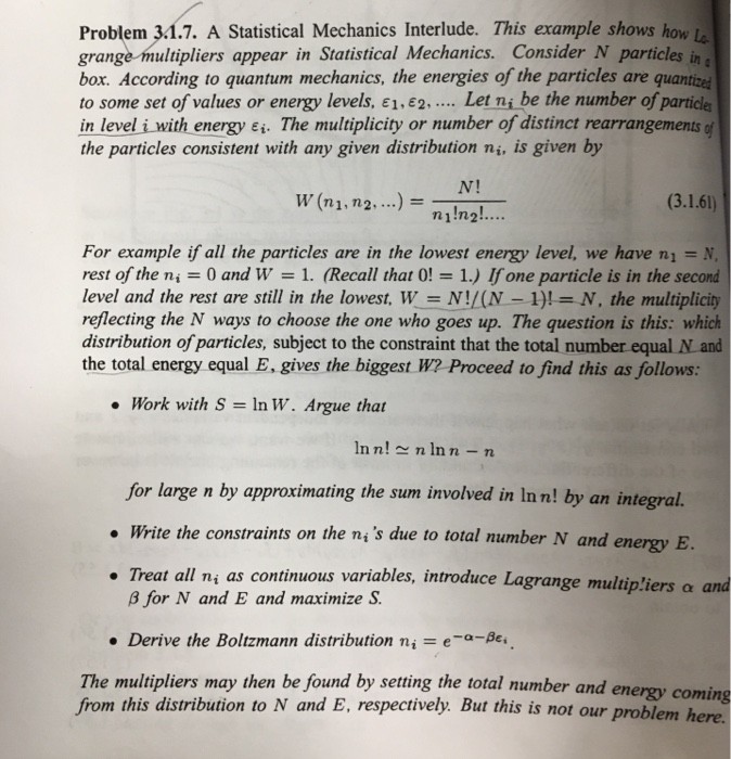 Solved Problem 31.7. A Statistical Mechanics Interlude. This | Chegg.com