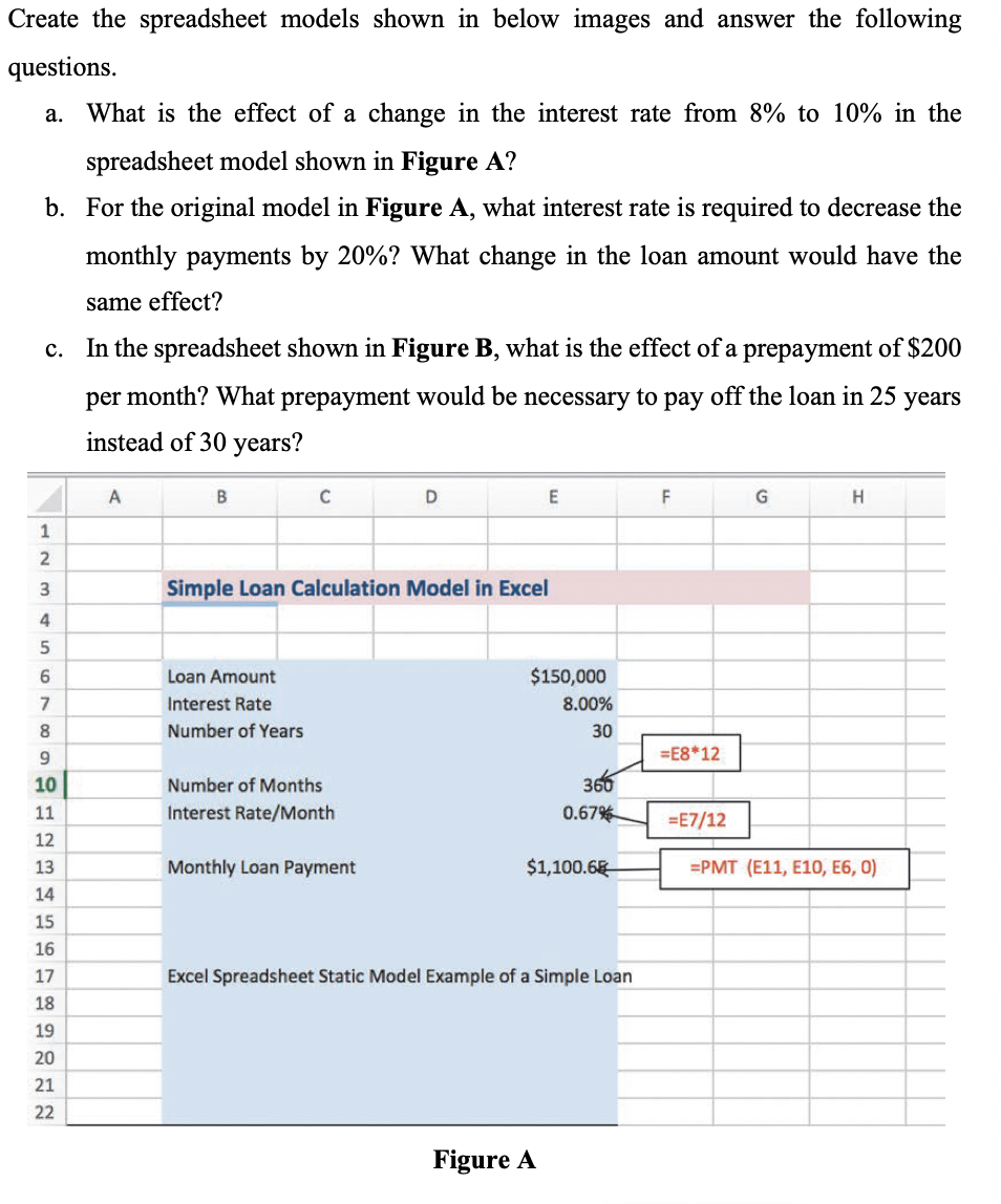 Solved Create the spreadsheet models shown in below images | Chegg.com