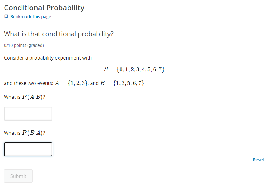 Solved Conditional Probability Bookmark this page What is | Chegg.com