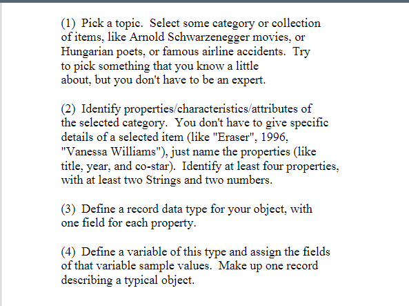Solved 1 Pick A Topic Select Some Category Or Collection Chegg