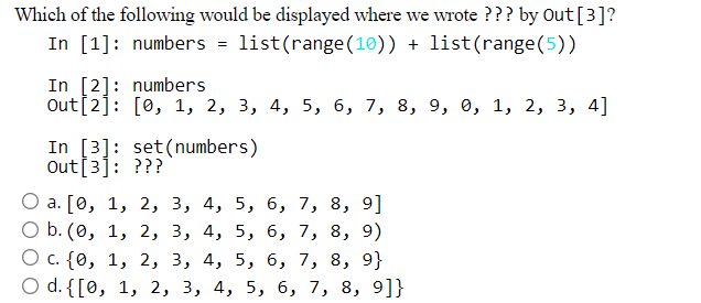 Solved Which of the following would be displayed where we | Chegg.com
