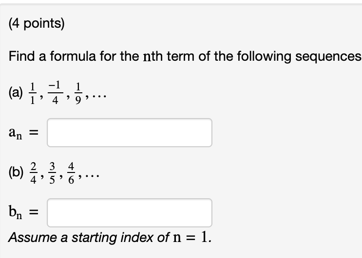Solved Find a formula for the nth term of the following | Chegg.com