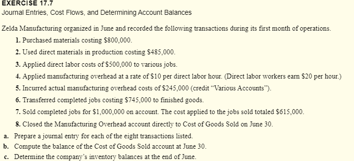Solved Journal Entries, Cost Flows, and Determining Account | Chegg.com