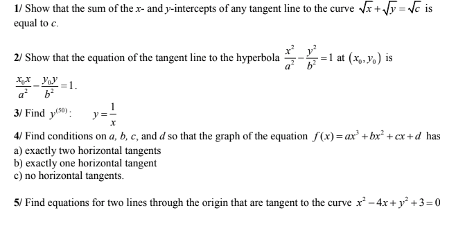 Solved 1/ Show that the sum of the x- and y-intercepts of | Chegg.com